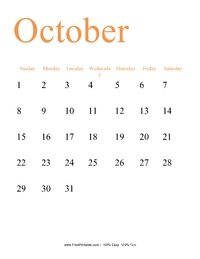 October 2017 Portrait Calendar