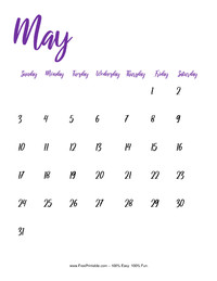 May 2020 Calendar