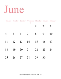 June 2017 Portrait Calendar