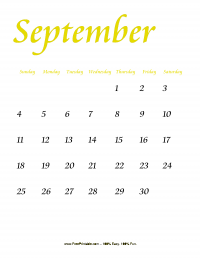 September 2016 Portrait Calendar