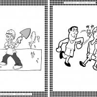 Digging and Boxing Action Flash Cards