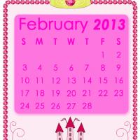 Pink Princess February 2013 Calendar