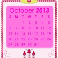 Pink Princess October 2013 Calendar
