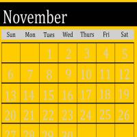 Yellow November 2011 Calendar